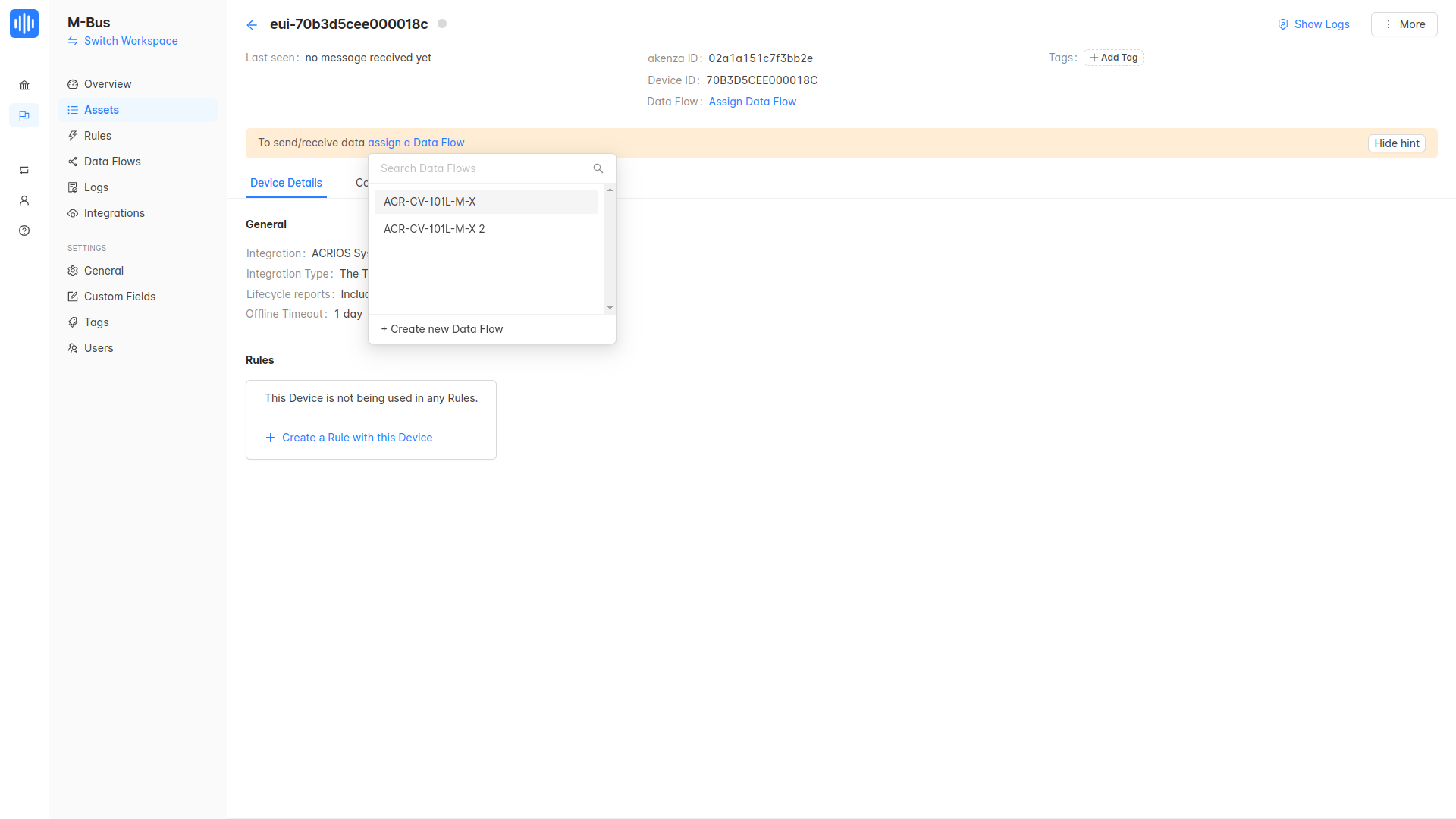M-Bus to LoRaWAN - Akenza.io | ACRIOS Wiki